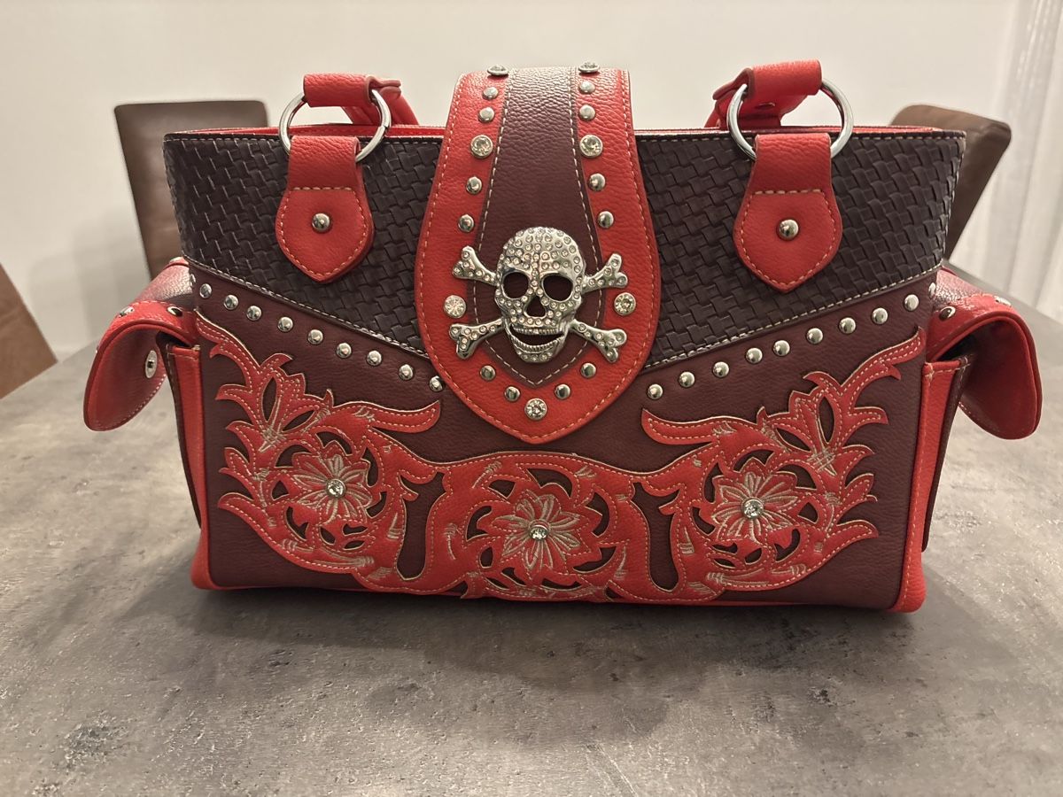 Sac à main original El Diablo, rouge et bordeaux stylé! (Neuf (Voir ...