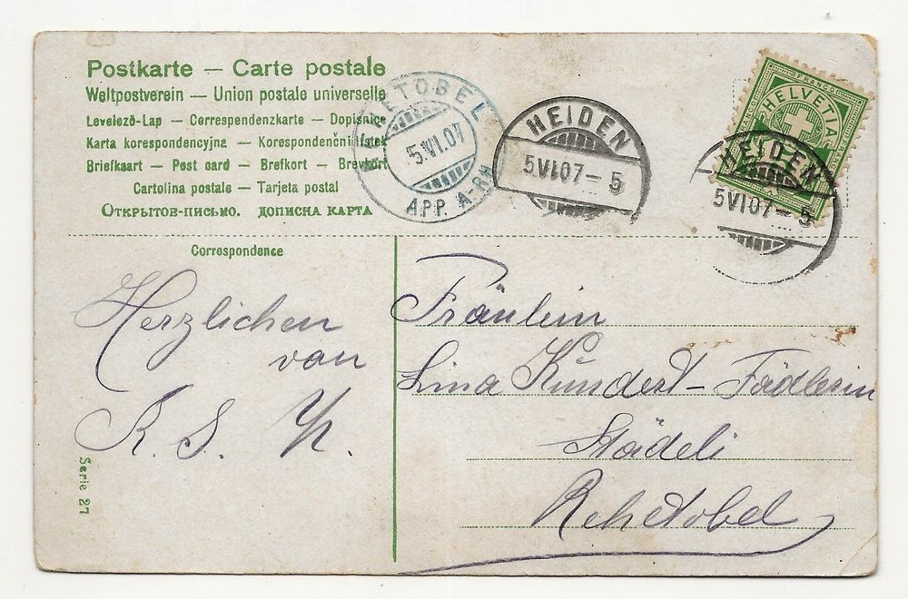 blauer Stempel Rehetobel App. A-Rh 1907 wx | Kaufen auf Ricardo