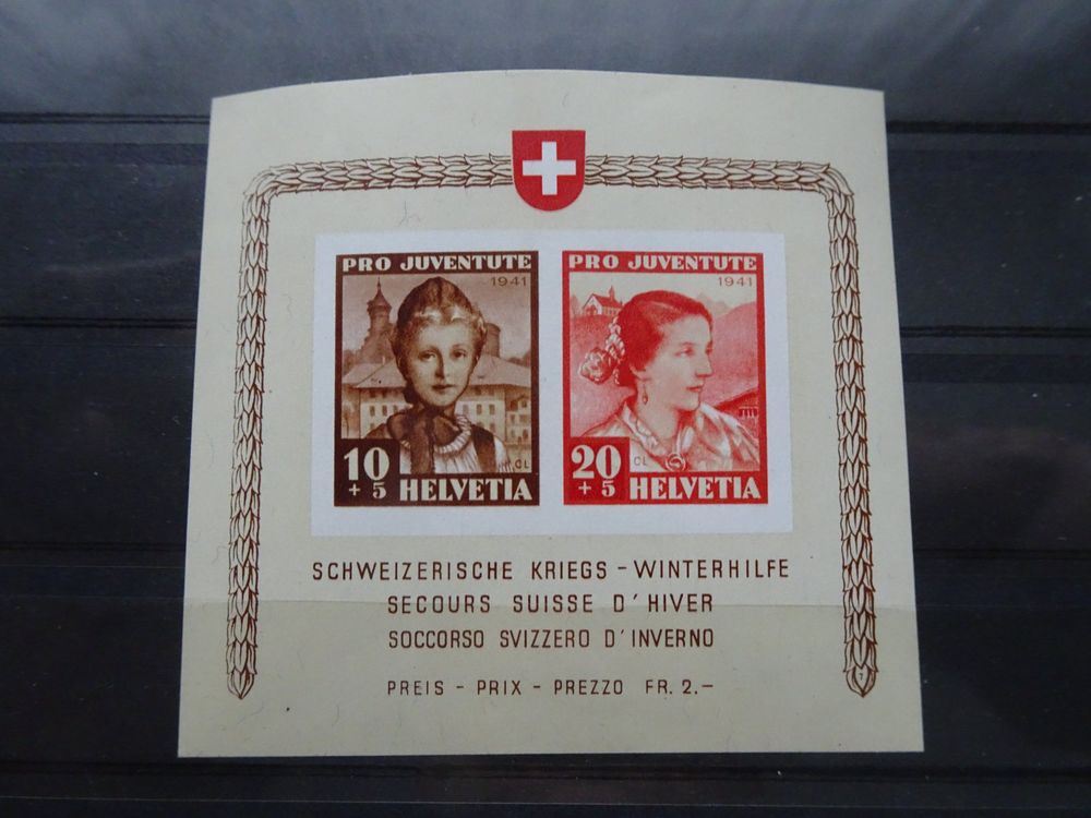 SCHWEIZ, **, Pro Juventute Block 1941, ** (Neu (gemäss Beschreibung)) in Stäfa für CHF 14 – mit ...