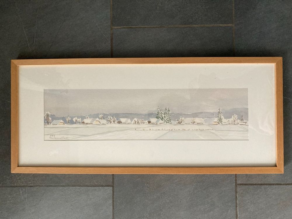 Gemälde Aquarell Landschaft Winter sign. Reichenwallner 1987 | Kaufen auf Ricardo