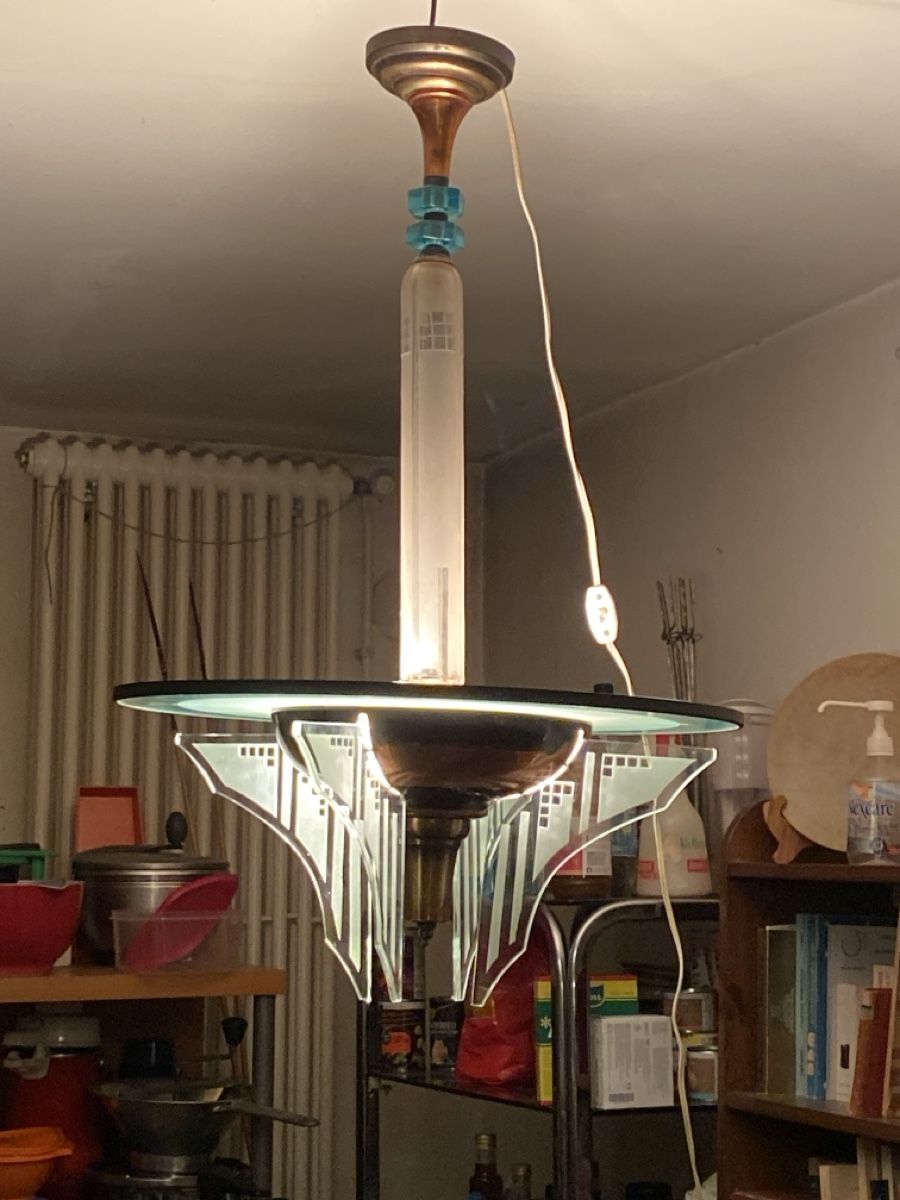 Ancienne lampe Art Déco suspension en verre(vintage) (Gebraucht) in ...