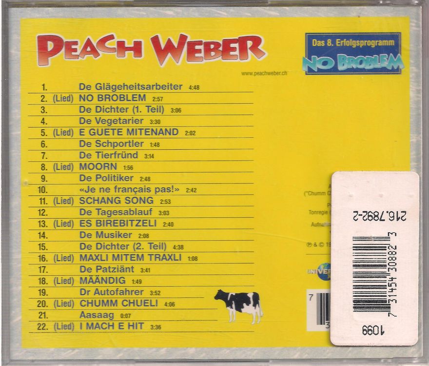 CD PEACH WEBER No Broblem (Gebraucht) in für CHF 1 – mit Lieferung auf ...