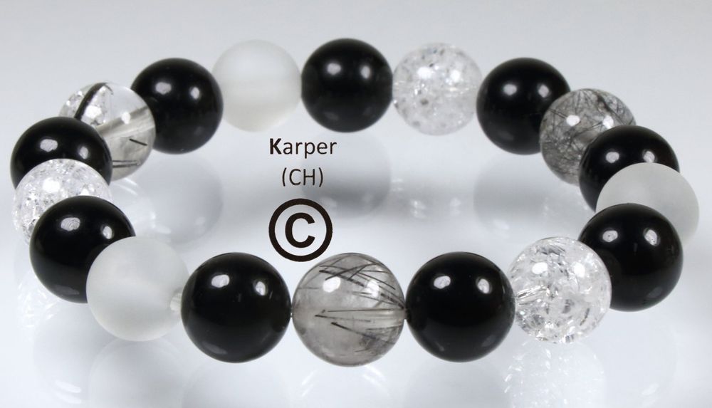 Obsidian, Turmalin Quarz / Obsidienne, Tourmaline Quartz (Neu und ...