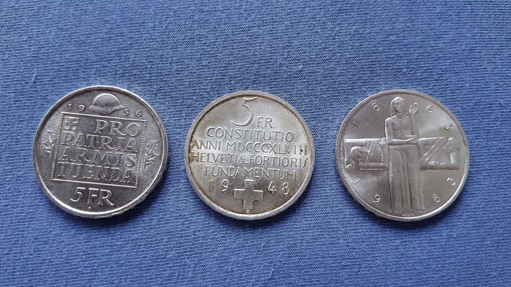 3 x 5 Fr Silber Gedenkmünzen 1936-1948-1963 ab nur 1 Fr !!! | Kaufen auf Ricardo