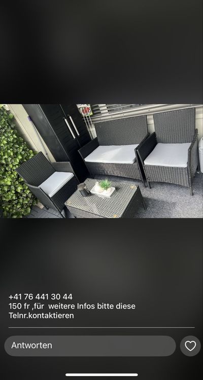 Sommerhit: Schwarze Rattan Gartenlounge - Top Zustand! (Gebraucht) in winterthur für CHF 90 ...