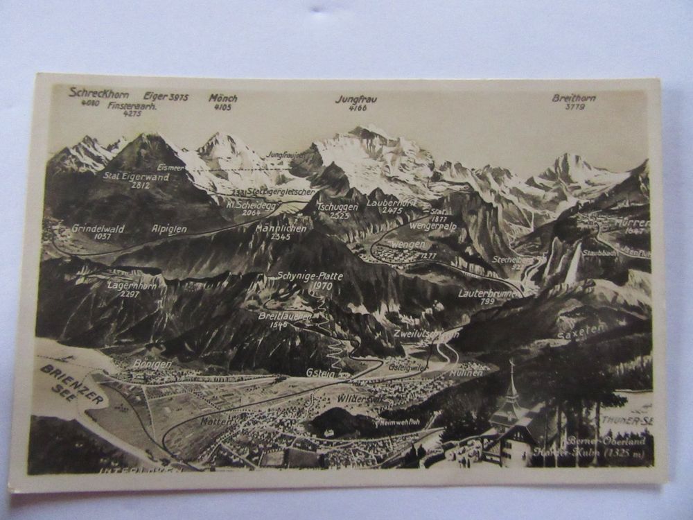 Berner Oberland, Panoramakarte, Harder Kulm, ungelaufen (Gebraucht) in Kerns für CHF 3 – mit ...