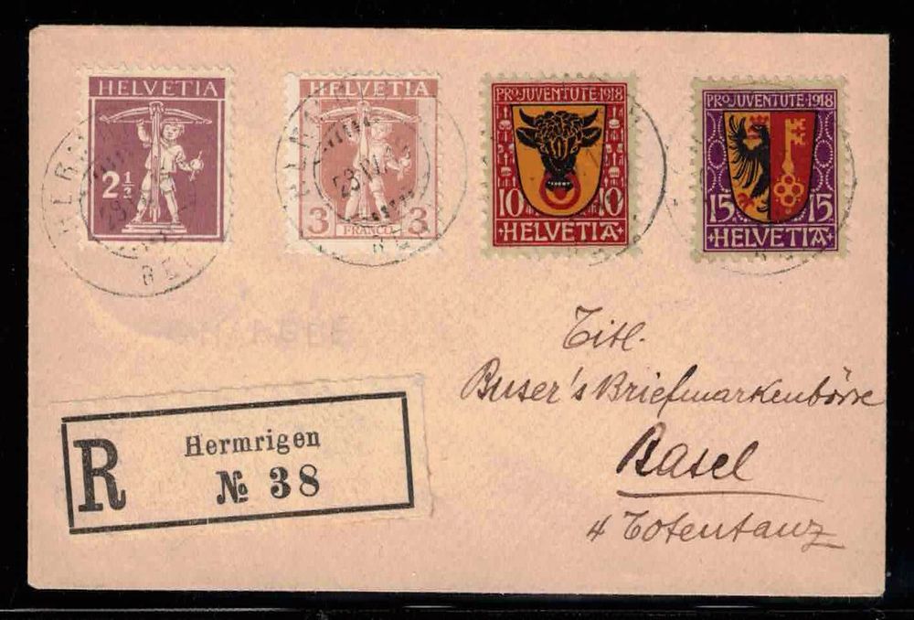 Pro Juventute 1918 Satz - Brief mit Vollstempel (Neu (gemäss Beschreibung)) in Nuglar für CHF 85 ...