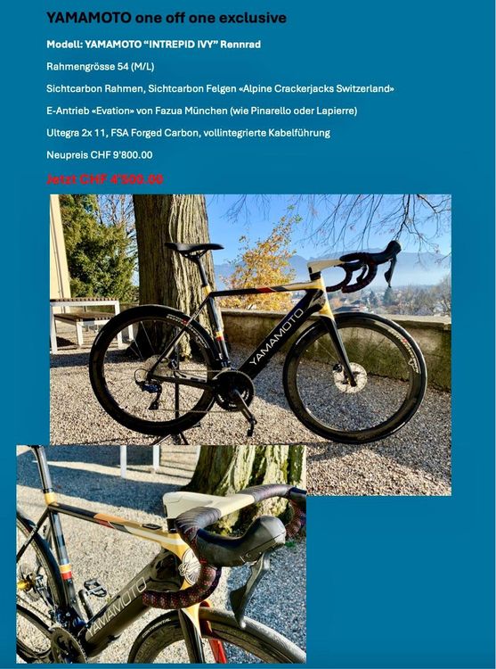 YAMAMOTO Carbon Intrepid Ivy E-Bike Handmade (Neu (gemäss Beschreibung)) in Wittenbach für CHF ...