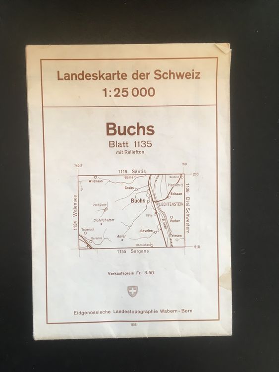 Landeskarte der Schweiz, Buchs. 1956 (Gebraucht) in Wangen ZH für CHF 3 – mit Lieferung auf ...