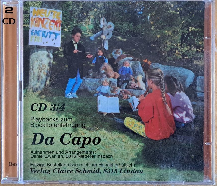 Da Capo CD 3/4 Verlag Claire Schmid Playback CD Blockflöte | Kaufen auf ...