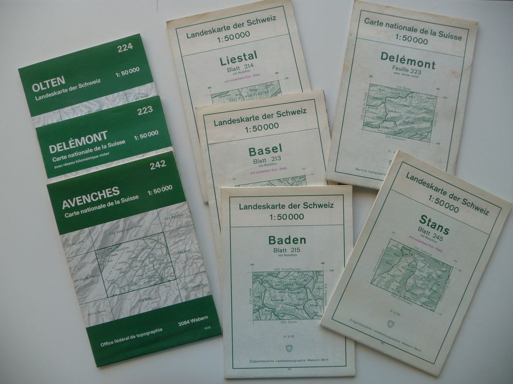 8 LANDESKARTEN DER SCHWEIZ - MASSSTAB 1:50'000 (Gebraucht) in Aesch BL ...