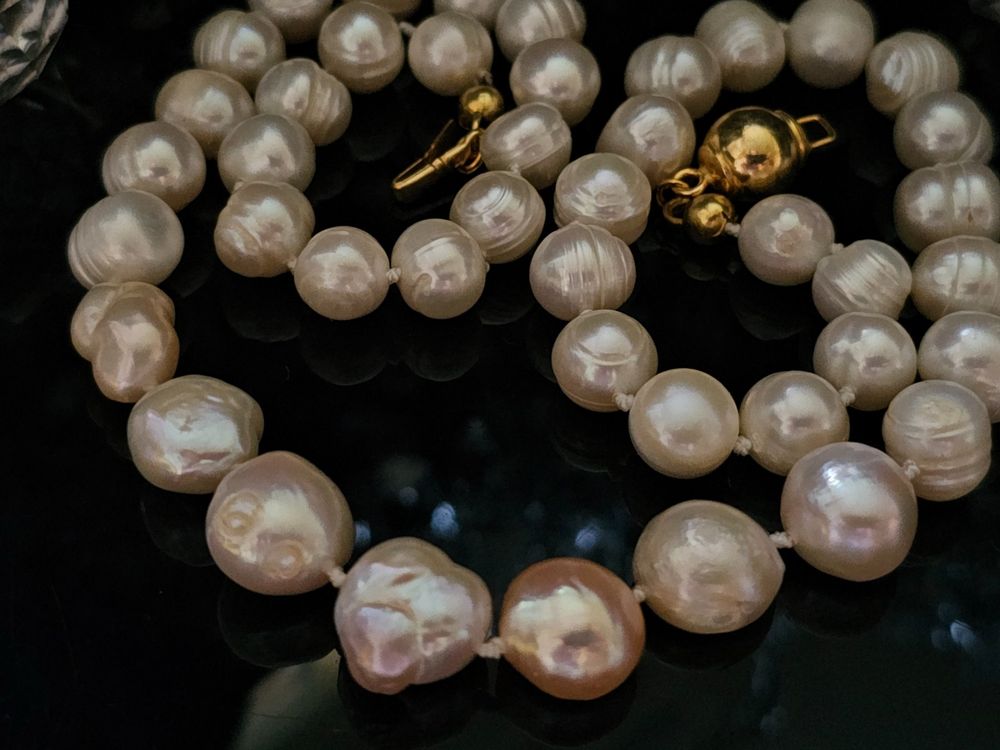 925 silb Gold Perlenkette Zuchtperlen Barock 12mm Perlen (Neu (gemäss Beschreibung)) in ...