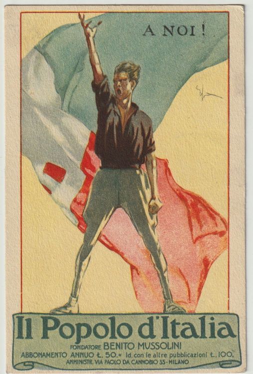 Künstlerkarte, Propagandakarte Italien, Mussolini, 1924 (Gebraucht) in ...