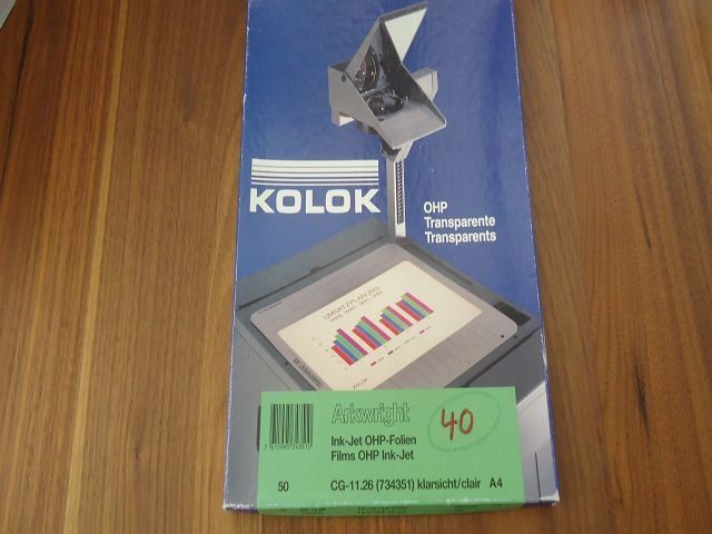 Ink-Jet OHP-Folien von KOLOK Transparent 40 Stück (Neu (gemäss ...