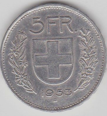 5 Franken 1953 Silber (Gebraucht) in Schlieren für CHF 15 – mit Lieferung auf Ricardo kaufen