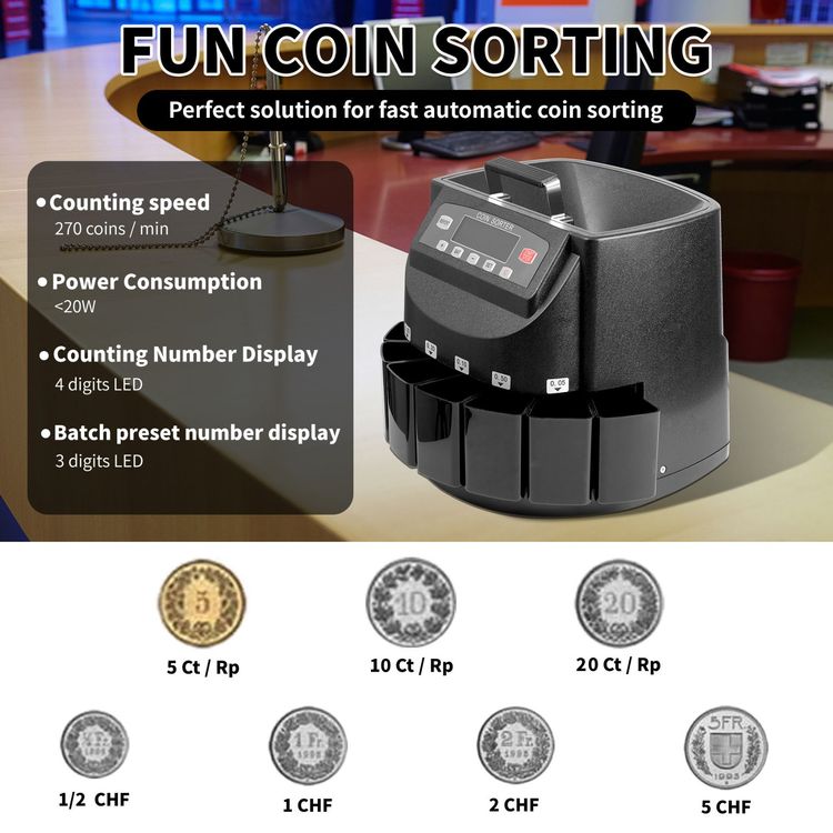 CHF Münzen Sortiermaschine Geldzählmaschine Coinsorter (Neu (gemäss Beschreibung)) in Thun für ...