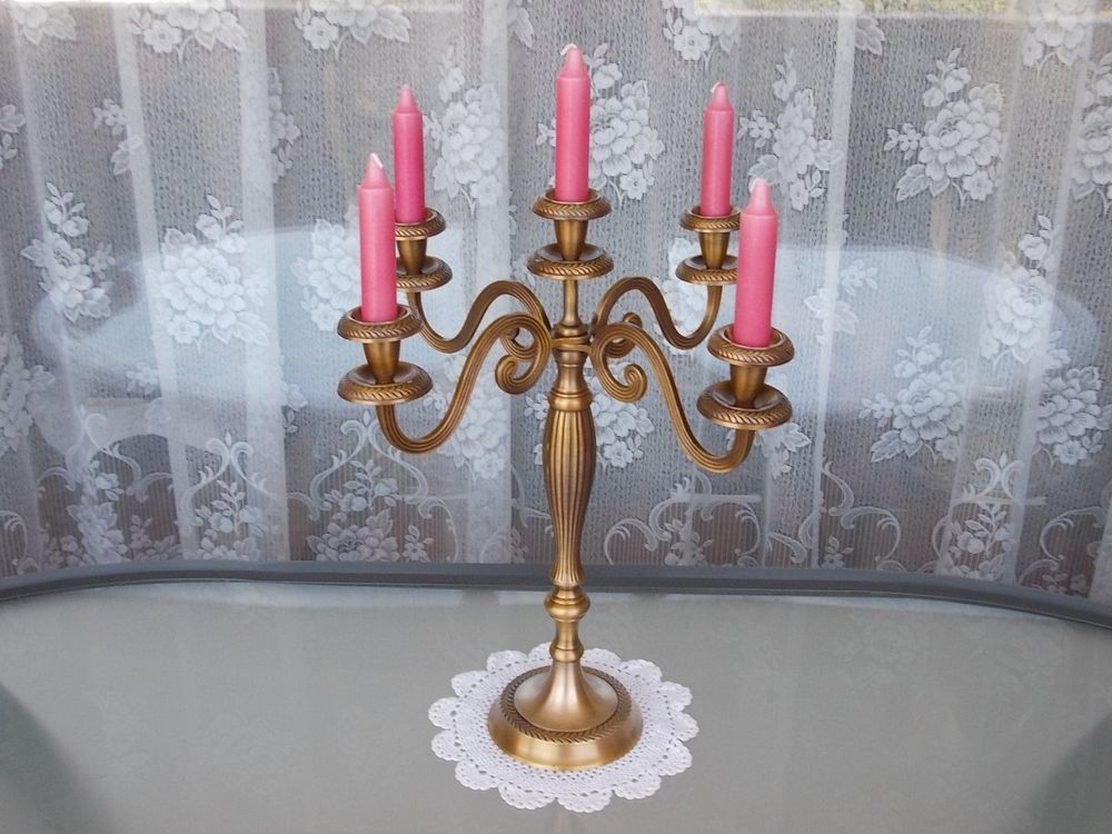 42 cm grosser alter Messing Kerzenständer 5 flammig 1920 gr. (Gebraucht) in Ostermundigen für ...