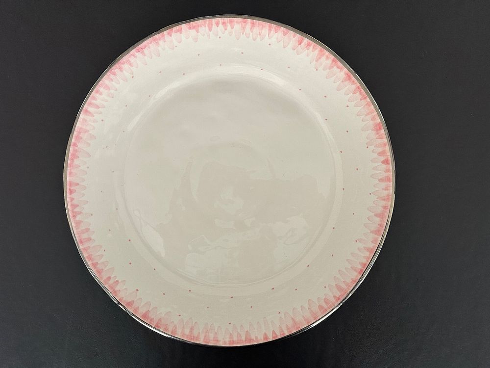 💫 Ines Boesch (enSoie) sehr grosser Platzteller Platinrand (Neu (gemäss ...