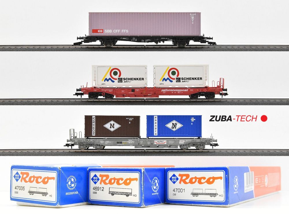 3x Roco Containerwagen der SBB/DB, H0 GS mit OVP (Gebraucht) in für CHF ...
