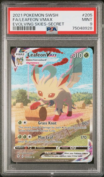Pokemon Evolving Skies Leafeon VMAX PSA 9 (Neu (gemäss Beschreibung ...