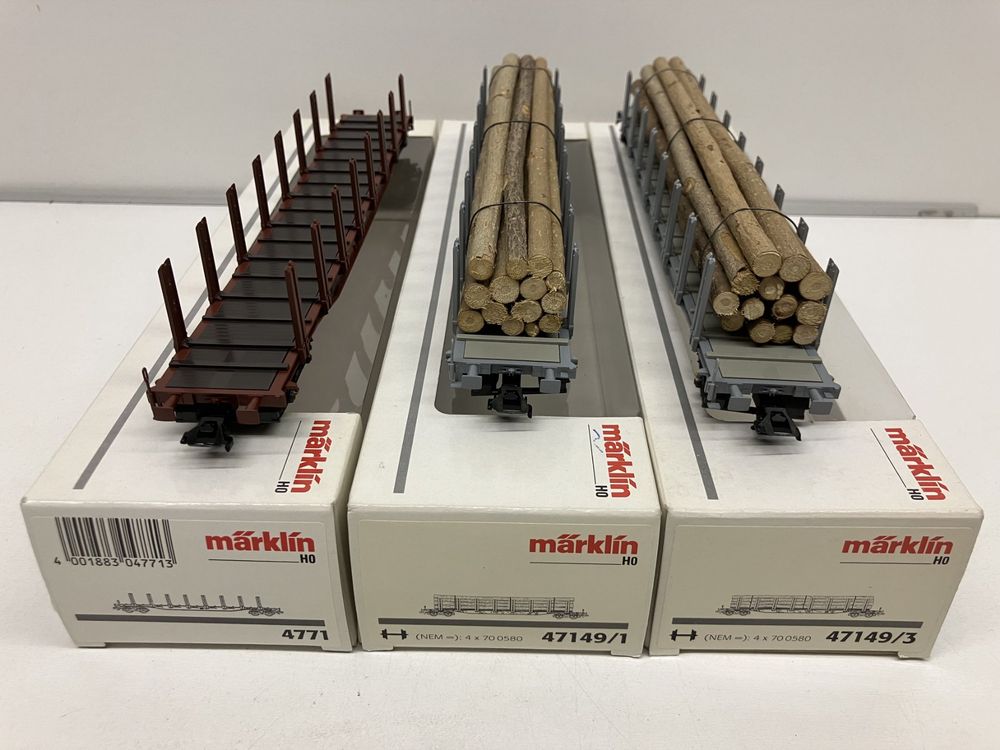 märklin 47149= Set 3 Wagen Snps SBB DB - Echt-Holzbeladung (Neu und ...