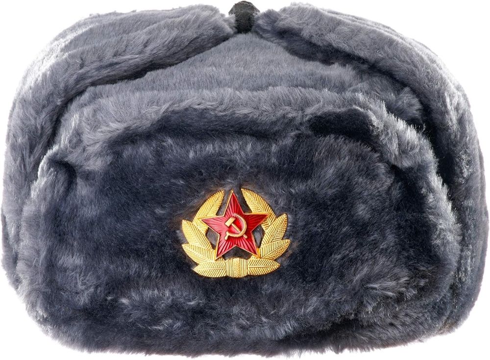 Soviet Military Faux Fur Grey Navy Winter Ushanka Hat -New! (Neu ...