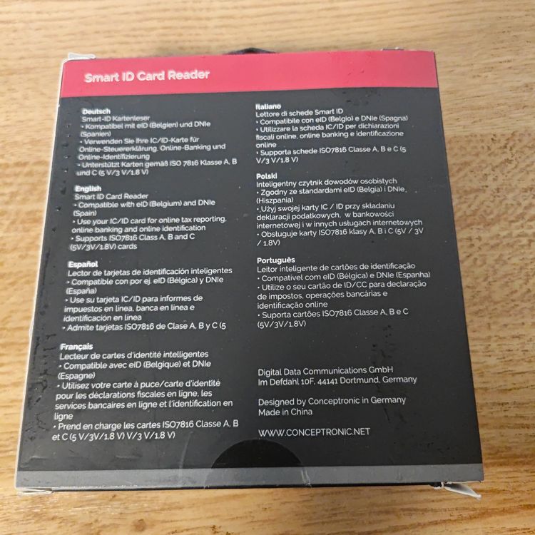 Conceptronic Bian Smart-ID Kartenleser Smart ID Card Reader (Neu und ...