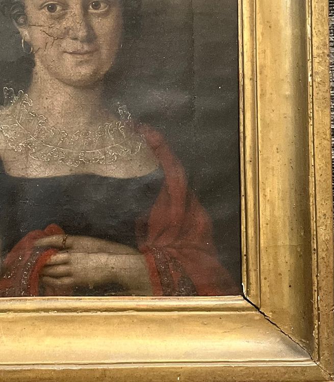 Antike Portrait Gemälde von eine Dame, Verso Beschriftet | Kaufen auf Ricardo