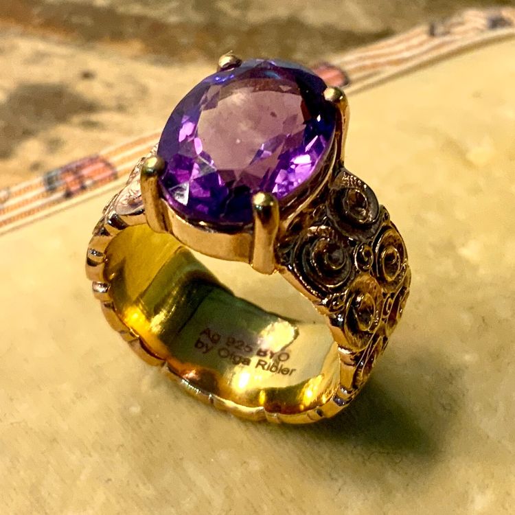 OLGA RIBLER RING STERLING 925,VERGOLDET, AMETHYST, GR.54 (Gebraucht) in ...