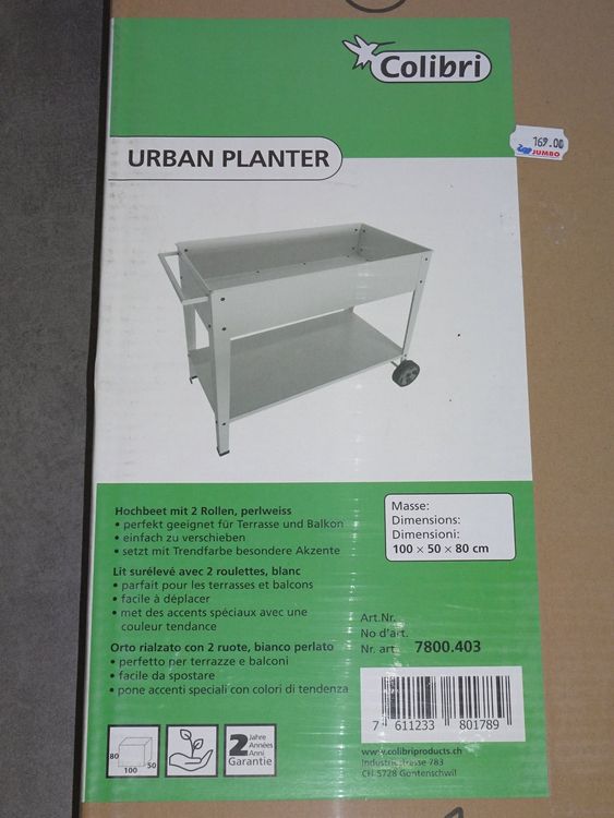 Colibri Urban Planter, Hochbeet mit Rollen,Perlweiss NEU/OVP (Neu und ...
