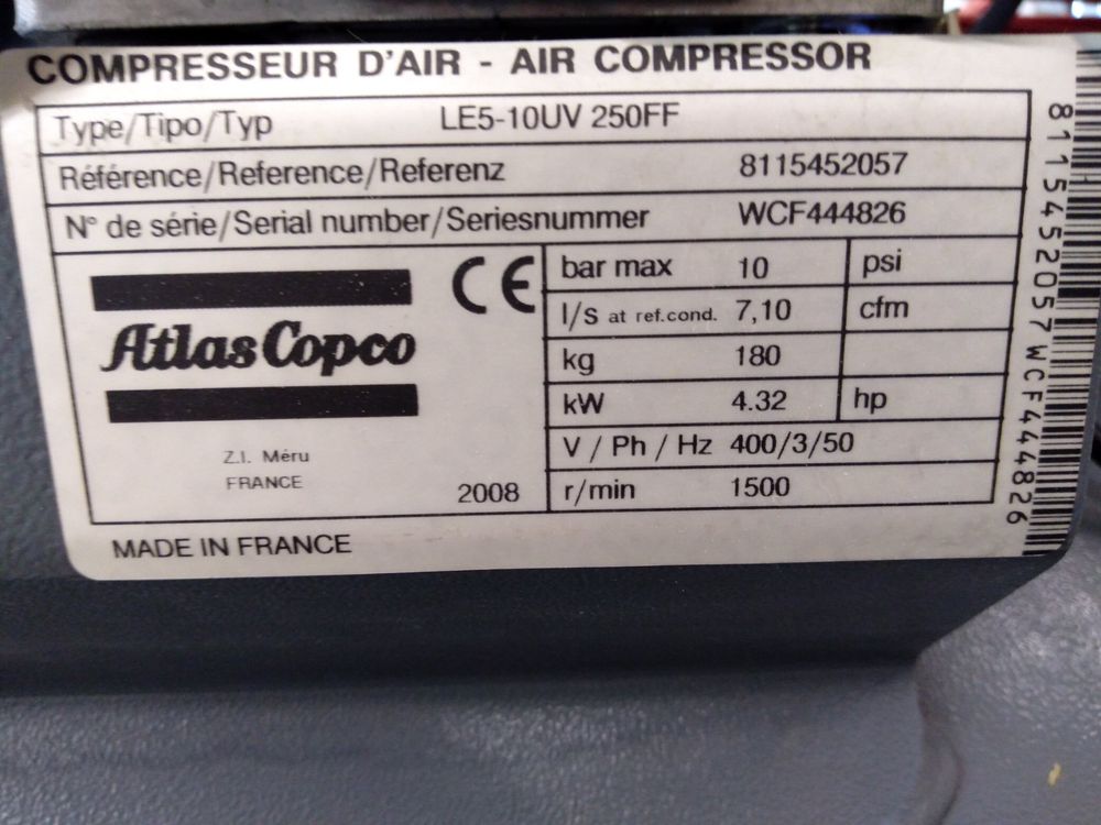 Atlas Copco LE5 FF Profi-Luft-Kompressor mit Kälteeinheit (Gebraucht ...