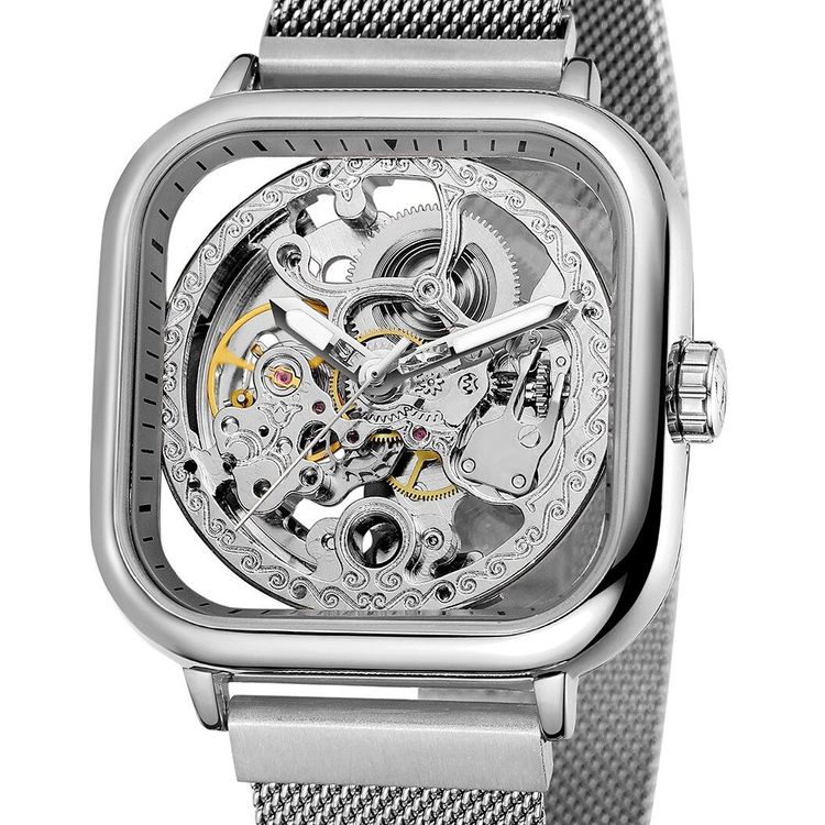 Edle Skelett Automatik Uhr Armbanduhr Herrenuhr Stahlband (Neu (gemäss ...