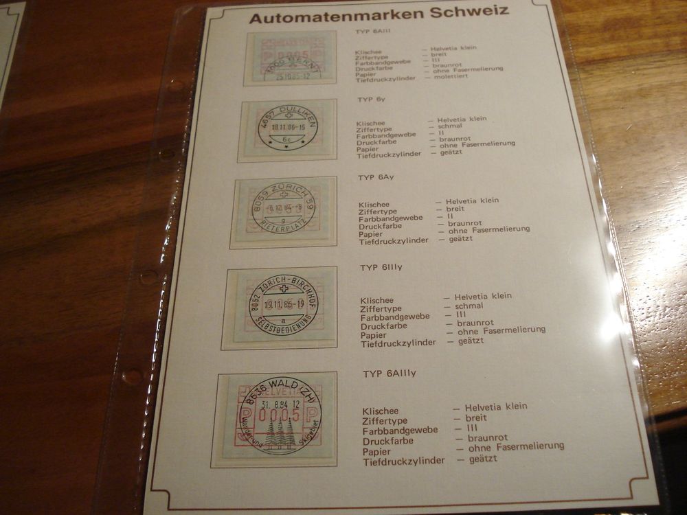 Typenblatt Automatenmarken Schweiz Typ 6, Voll-Stempel (Gebraucht) in ...