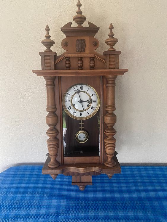 Antike Wanduhr mit Barometer, Holz, Top Zustand, Rarität (Gebraucht) in ...