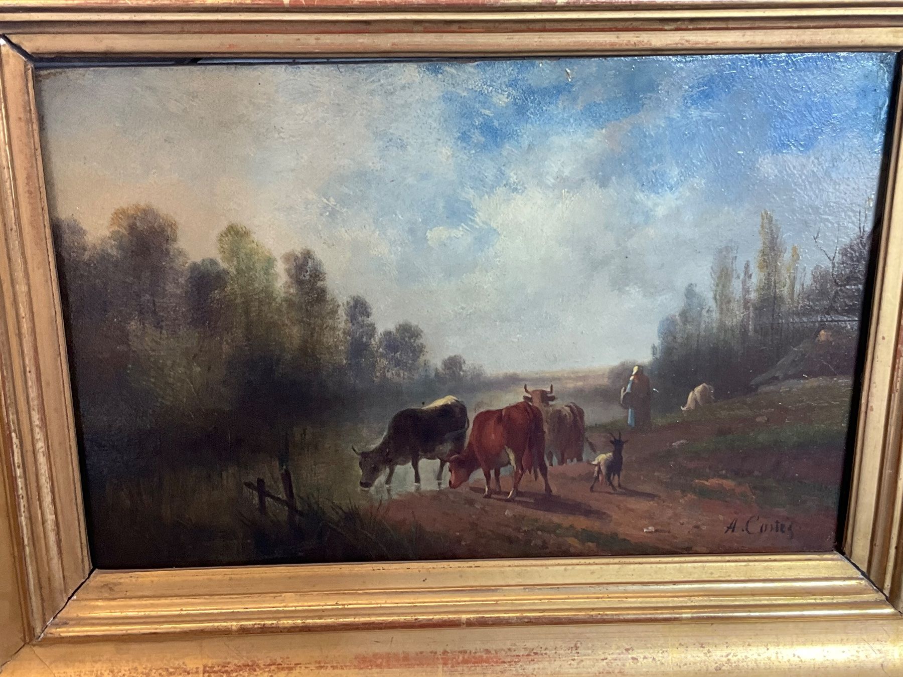 Andrés CORTÉS (1810-1879) Tableau peinture sur bois signé | Kaufen auf Ricardo