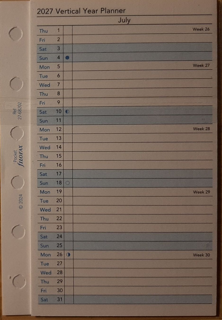 filofax 2027 Diary Refill Year Planner English 27-68202 (Neu und ...