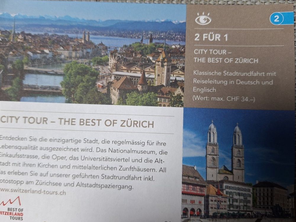 Gutschein City Tour the best of Zurich 2 für 1 (Gebraucht) in Hägendorf für CHF 1 – mit ...
