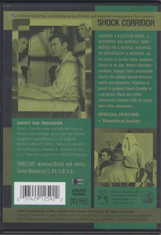 Samuel Fuller’s Shock Corridor - 1963 Criterion Collection | Kaufen auf ...