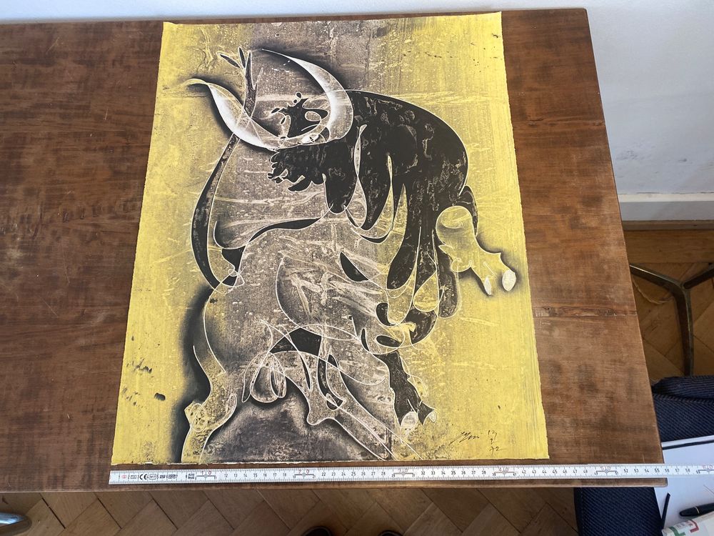 Hans Erni Litho 13-2-72 45x56 gelbbraun signiert | Kaufen auf Ricardo