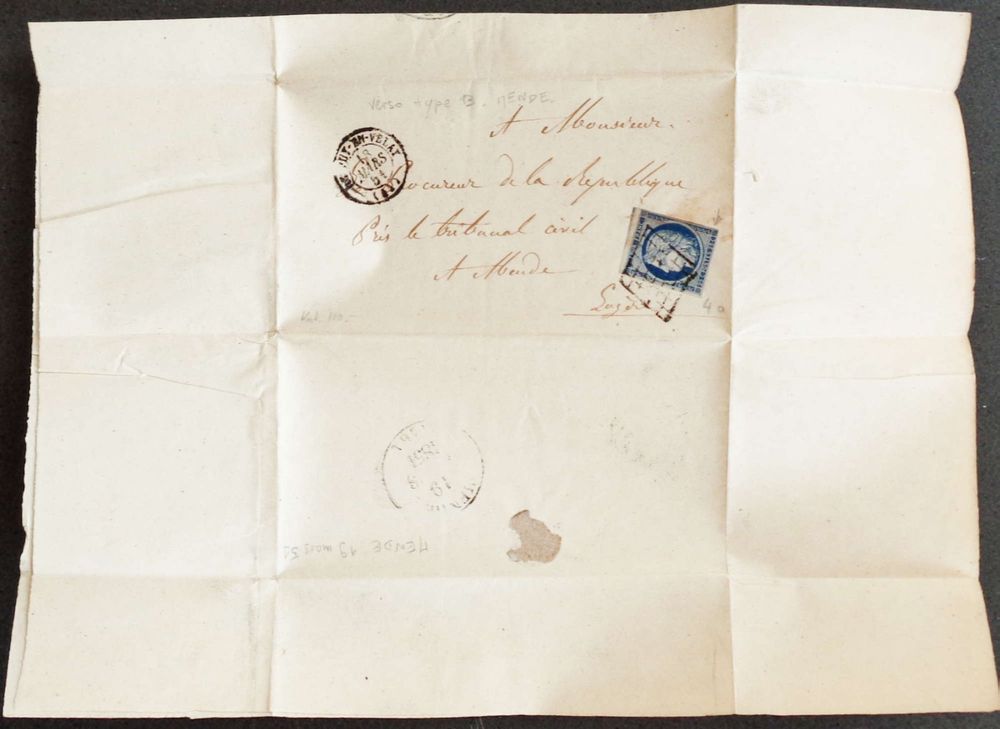 FRANCE 1851: Brief mit Ceres 25 C Le Puy-en-Velay–Mende (Gebraucht) in ...