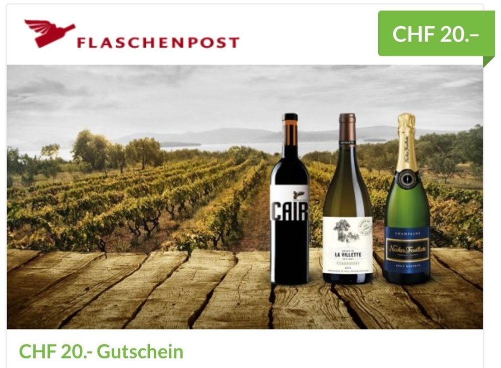 Flaschenpost 20 CHF Gutschein | Kaufen auf Ricardo