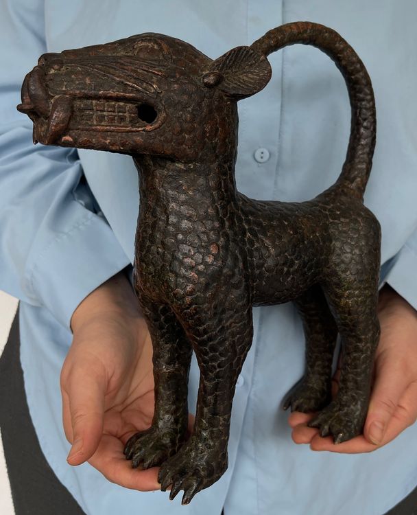 Rarität XXL feiner alter Leopard Bronze Benin 28 cm 24,5 cm | Kaufen auf Ricardo