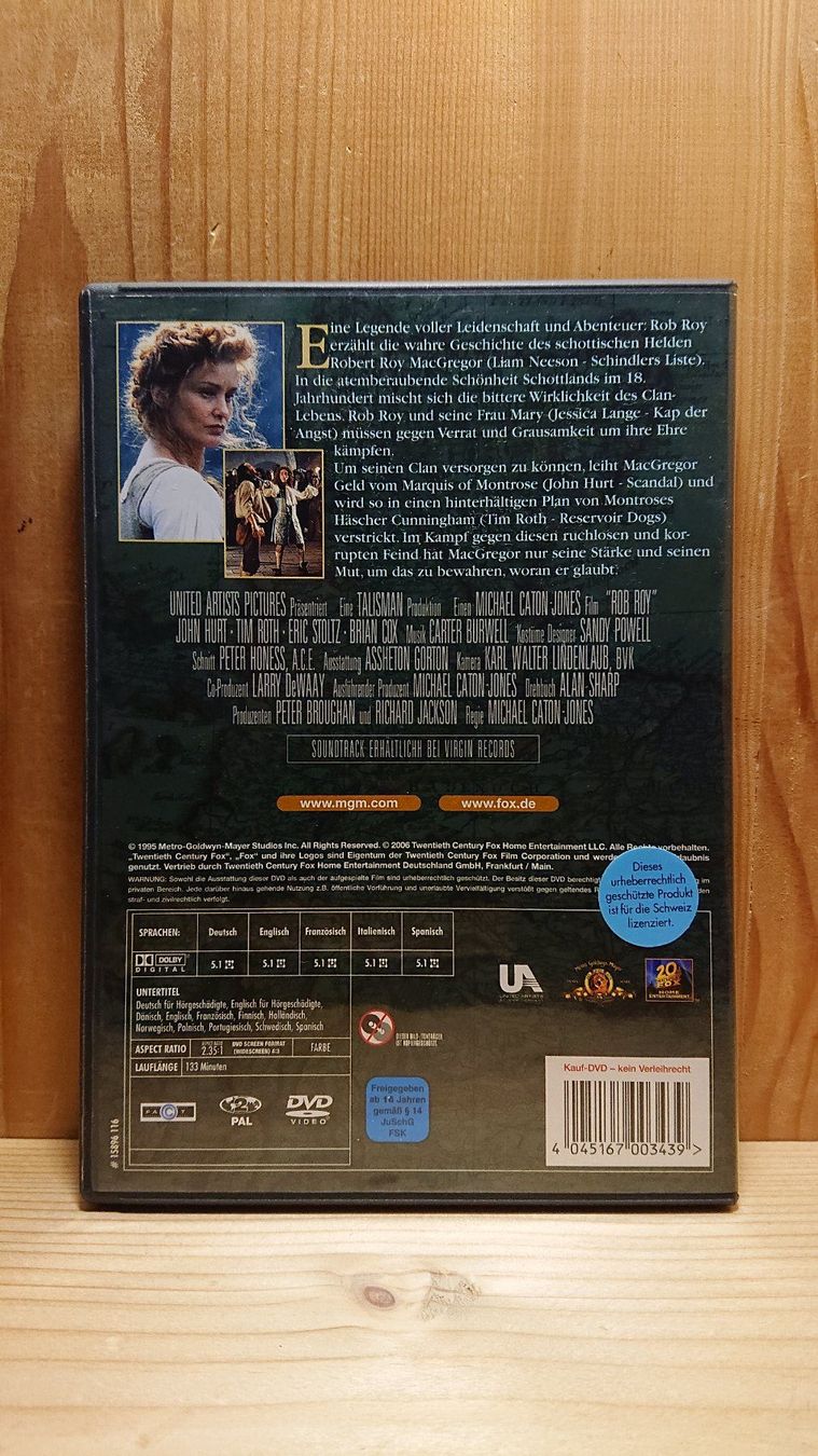 ROB ROY DVD mit Liam Neeson und Jessica Lange (Gebraucht) in Wilderswil ...