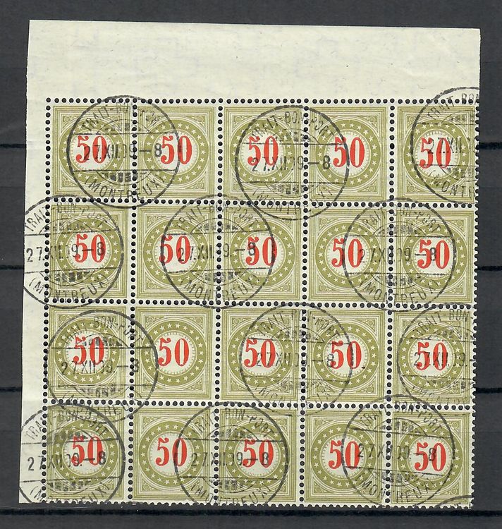 1908: 20er Block 27B.II. Portomarken Vollstempel. (Neu (gemäss ...