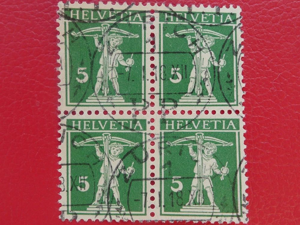 TELLKNABE: Nr.125 (Type III), Viererblock, Kat:120.- (Gebraucht) in Sursee für CHF 8.5 – mit ...