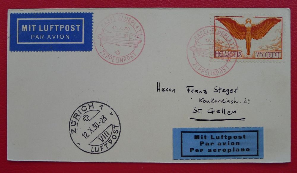 1930, ZEPPELINPOST, mit F11 Ikarus frankiert, SBK: 150.-+ (Gebraucht ...