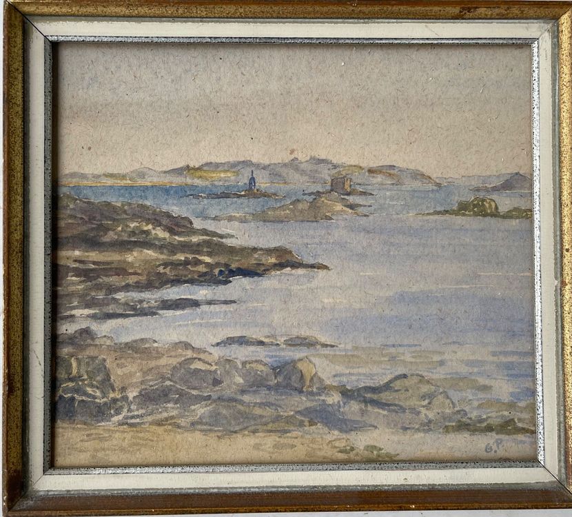 Aquarell Meerküste monogrammiert | Kaufen auf Ricardo