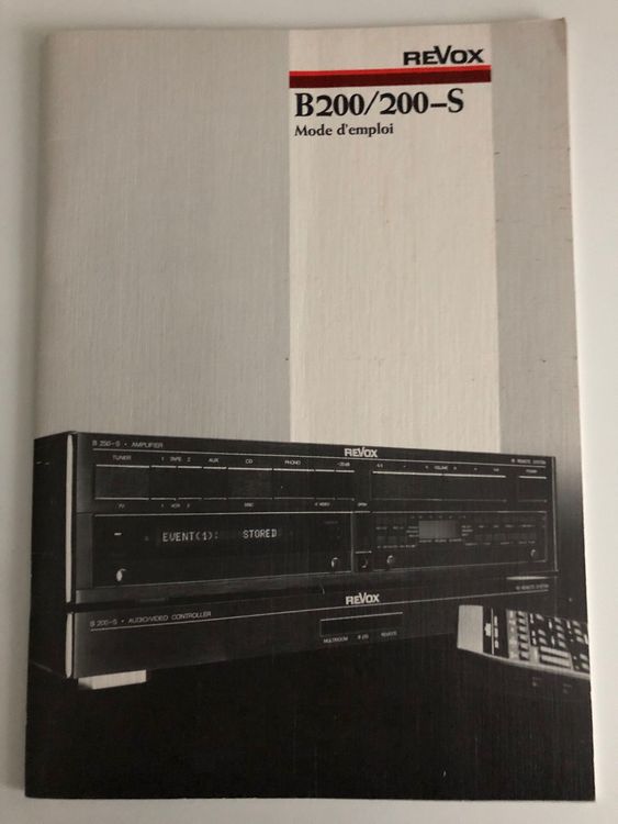 Bedienungsanleitung ReVox B200/200S (Gebraucht) in Niederurnen für CHF ...