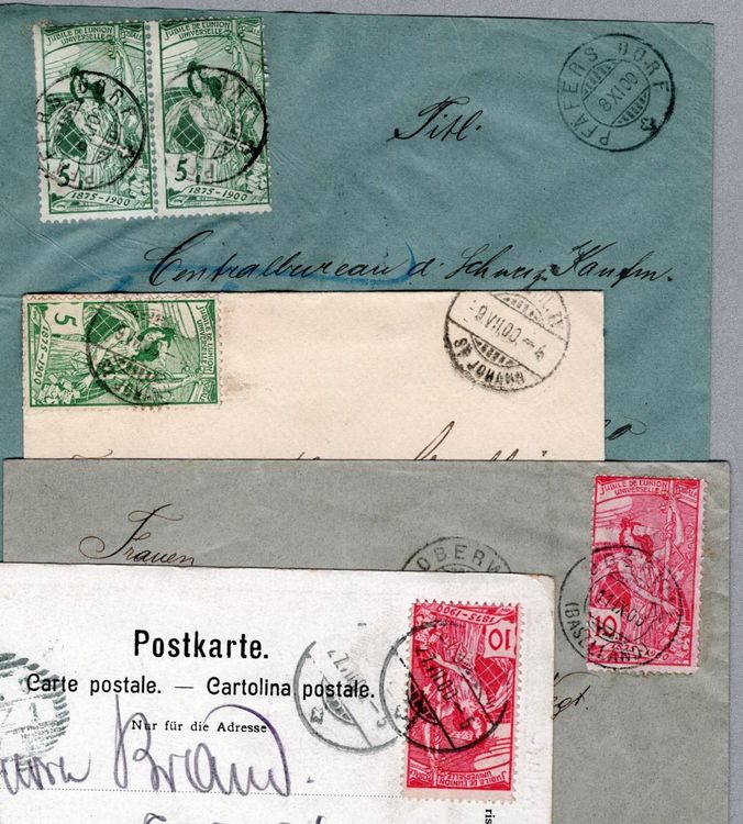 UPU 1900, 25 Jahre 3 Briefe + 1 Karte (Gebraucht) in Vilters für CHF 22 – mit Lieferung auf ...