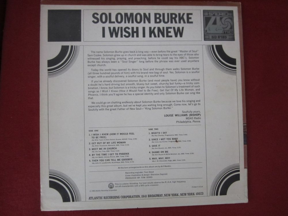 LP SOLOMON BURKE : I WISH I KNEW YOU( ENGLAND 1966/67) | Kaufen auf Ricardo